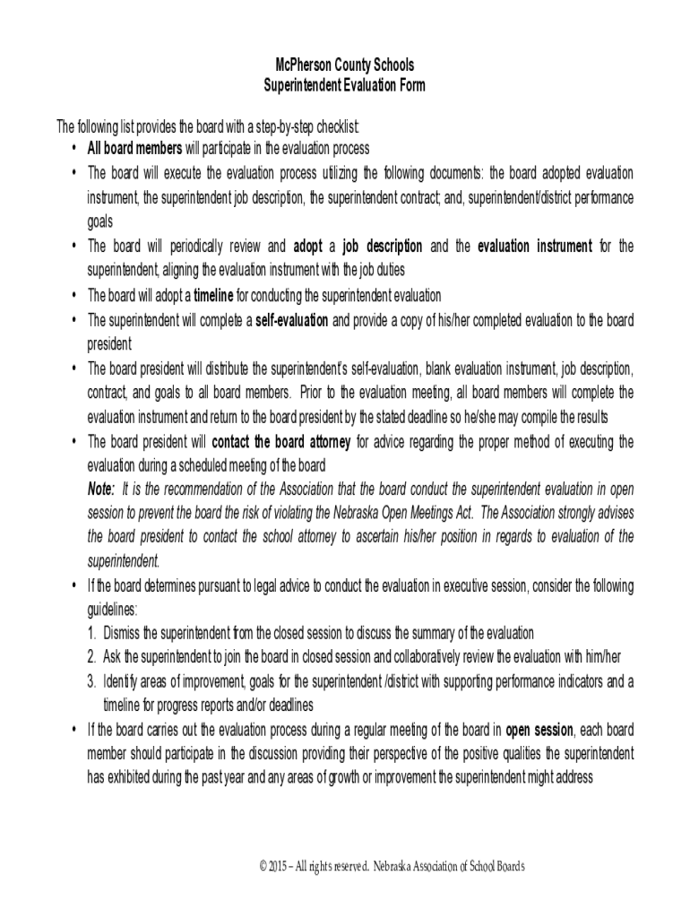 Fillable Online McPherson County Schools Superintendent Evaluation Form ...