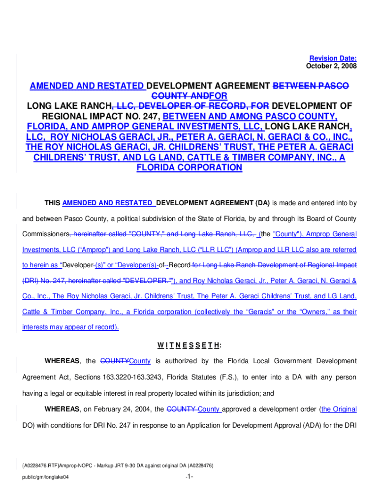 Fillable Online egov pascocountyfl ZN55 Long Lake Ranch MPUD Conditions ...