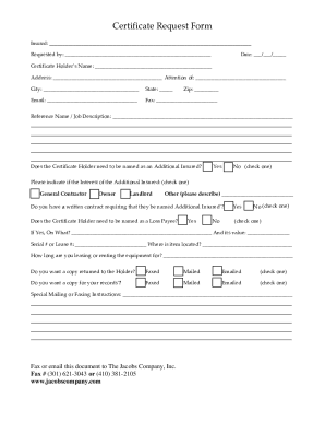 Fillable Online Certificate Request Form.doc Fax Email Print - pdfFiller