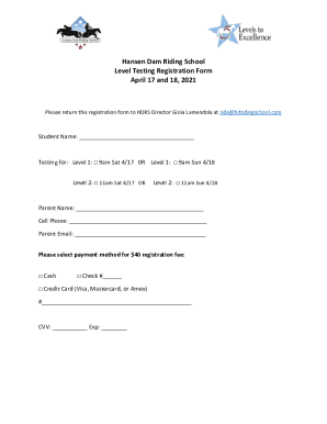Fillable Online HDRS-Level-Testing-Registration-Form- ... Fax Email ...