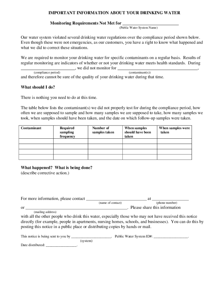 Fillable Online Failure To Monitor - Public Notification Template ...
