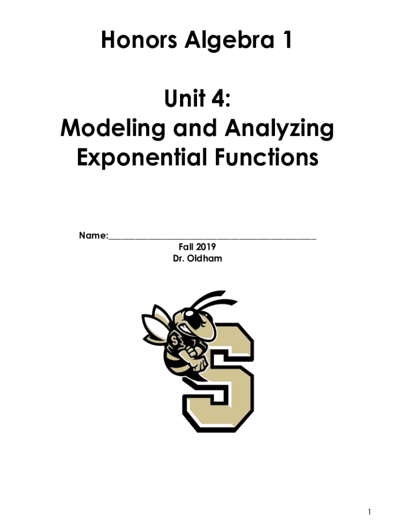 Fillable Online Algebra 1 Unit 4 - Modeling and Analyzing Exponential ...