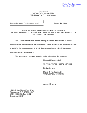 Fillable Online USPS files notice with PRC for new mailing services ...