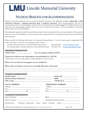Fillable Online STUDENT REQUEST FOR ACCOMMODATIONS Fax Email Print - pdfFiller