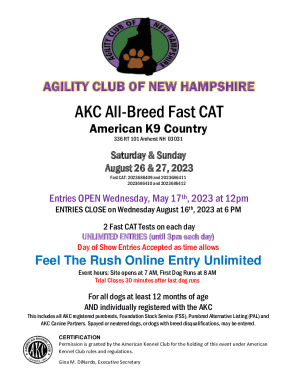 Fillable Online AKC All-Breed Fast CAT - Amherst Fax Email Print ...