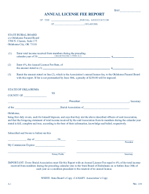 Fillable Online ANNUAL LICENSE FEE REPORT. ANNUAL LICENSE FEE REPORT ...