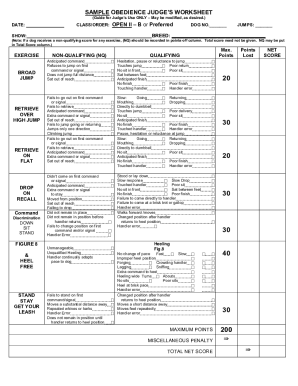 Fillable Online images akc Open B-PO II Score Sheet 1-2019 Fax Email ...