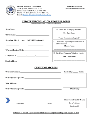 Fillable Online UPDATE INFORMATION REQUEST FORM Fax Email Print - pdfFiller