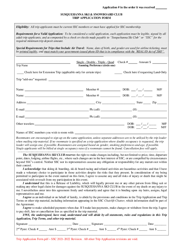 Fillable Online SUSQUEHANNA SKI CLUB Fax Email Print - pdfFiller