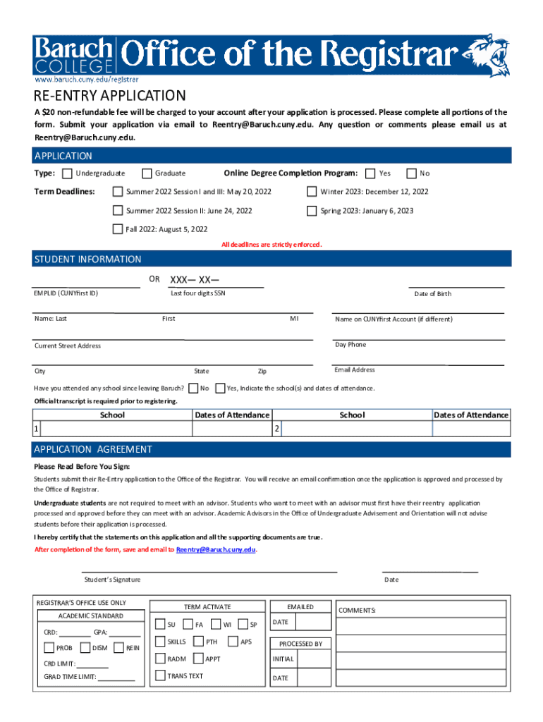 Fillable Online Reentry.pdf - INSTRUCTIONS FOR RE-ENTRY APPLICATION A ...