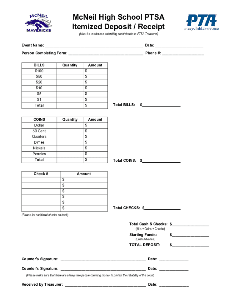 Fillable Online Deposit Reimbursement and Cash Box Request Instructions ...