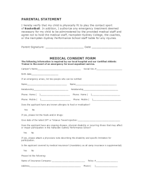 Fillable Online MEDICAL CONSENT FORM - ABC Sports Camps Fax Email Print - pdfFiller