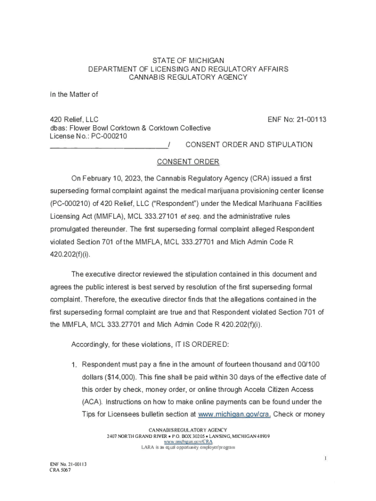 Fillable Online AFS Med Consent Order and Stipulation 21-00113.pdf Fax Email Print - pdfFiller