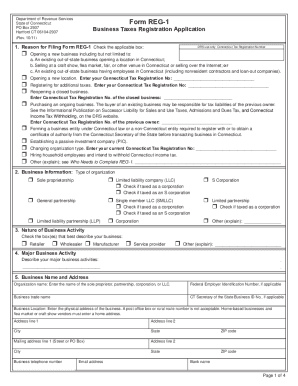 Fillable Online Instructions for Form REG-1 - Business Taxes ...