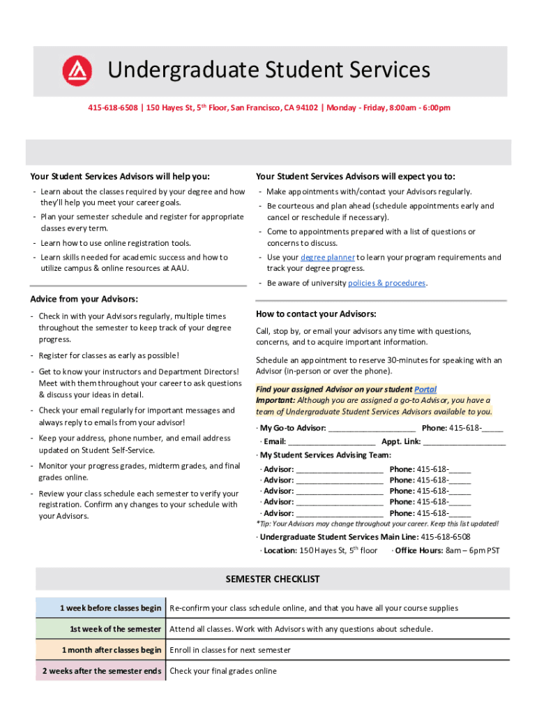 Fillable Online Undergraduate Student Services Resources (PDF)Academy ...