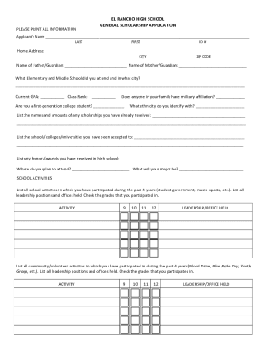 Fillable Online school of engineering scholarship application form Fax ...