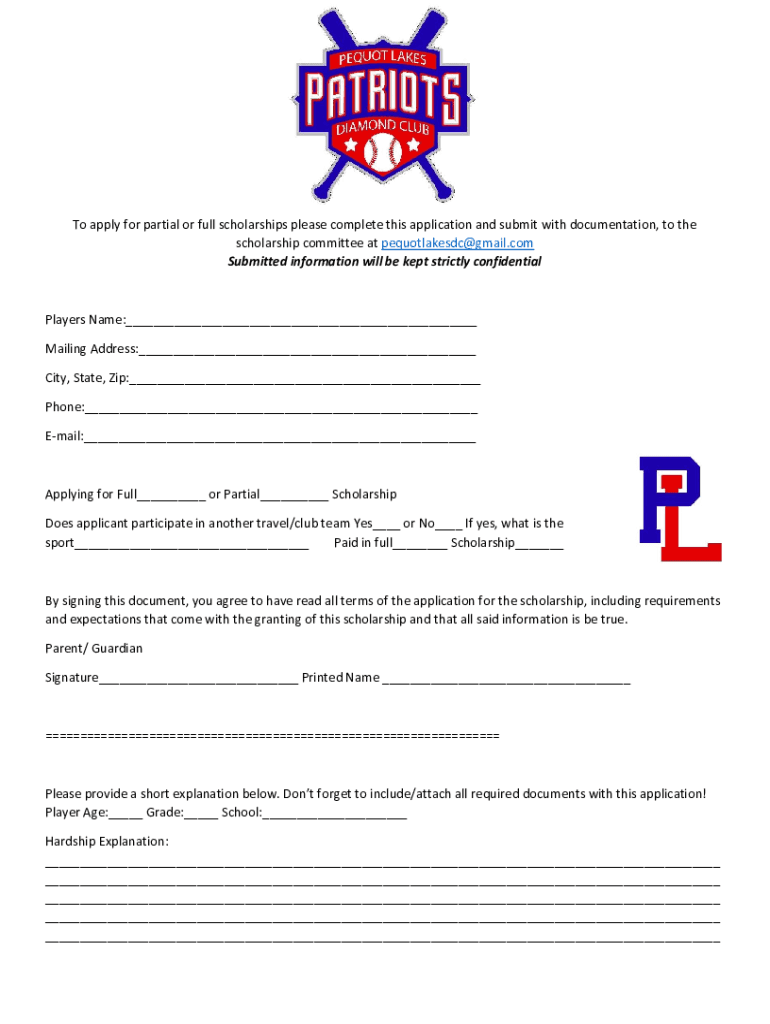 Fillable Online To apply for partial or full scholarships please complete this ... Fax Email ...