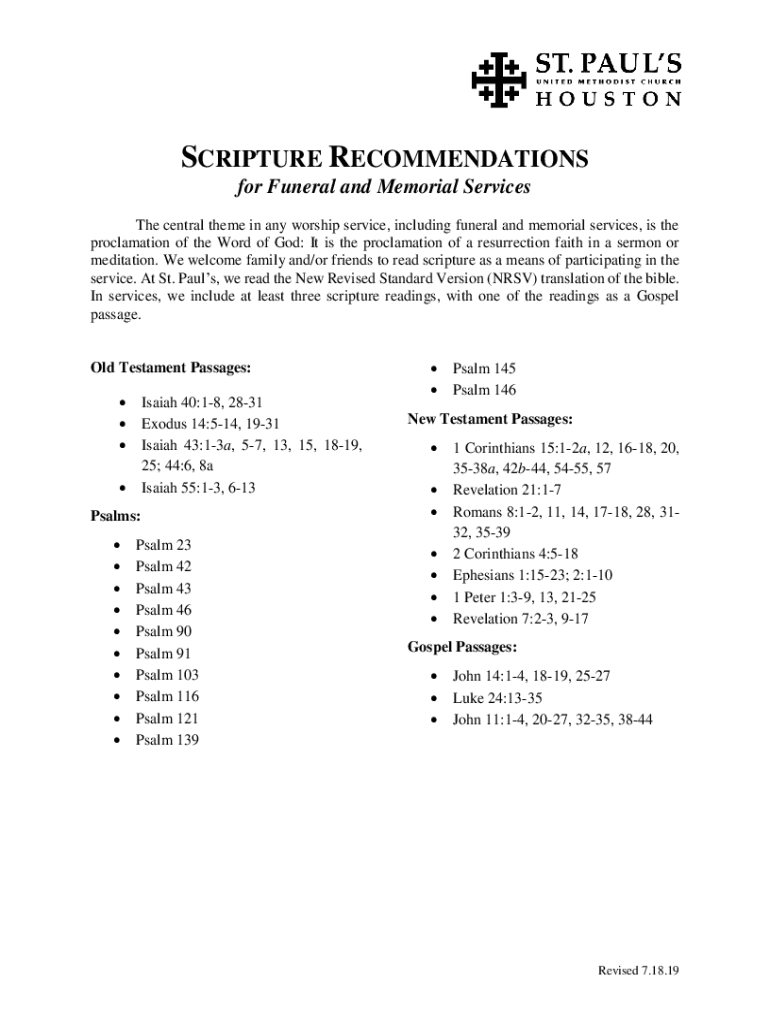 Fillable Online Top 15 Bible Verses for a Celebration of Life Service ...