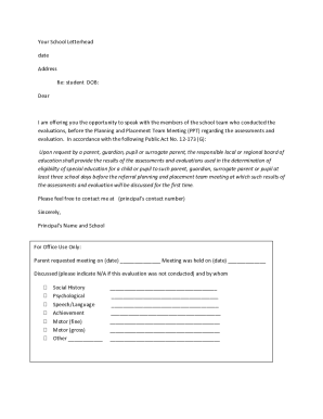 Fillable Online Your School Letterhead date Address Re: student DOB Fax ...