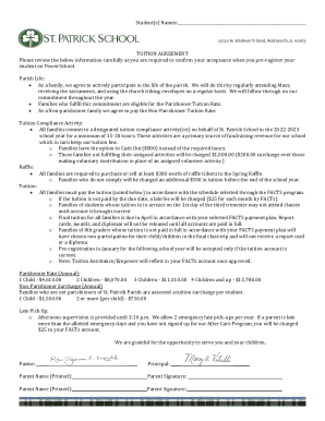 Fillable Online TUITION AGREEMENT Please review the below inf Fax Email ...