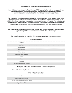 Fillable Online FRS is proud to award over... - Foundation for Rural ...