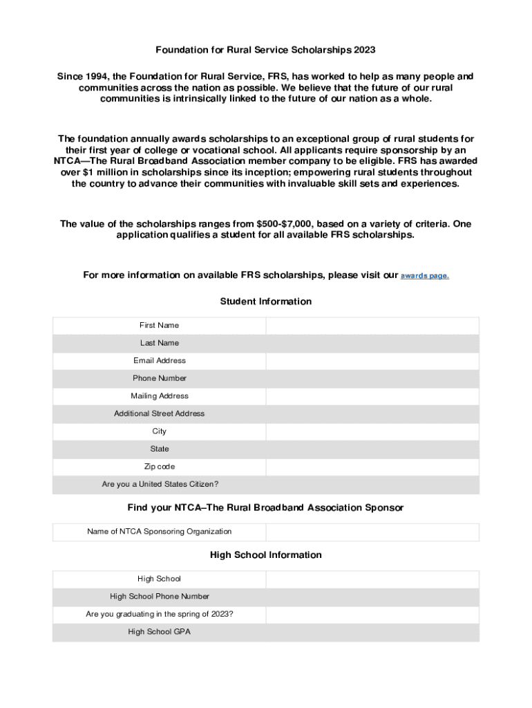 Fillable Online FRS is proud to award over... - Foundation for Rural ...