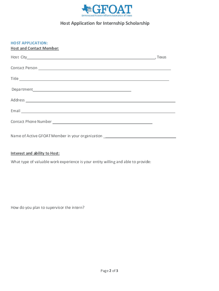 Fillable Online GFOAT-Internship-Scholarship-Host-City-Application-REV ...