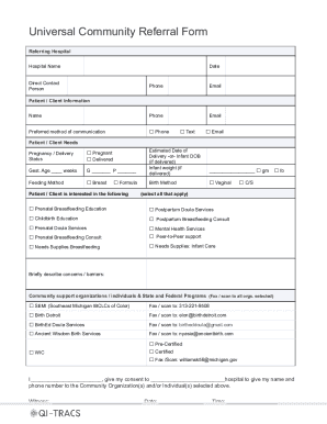 Fillable Online DetroitUniversal Community Referral Form.docx Fax Email ...