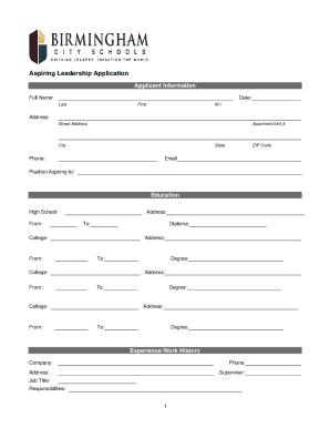 Fillable Online WHS Form 16, "WHS Aspiring Leader Program Application" Fax Email Print - pdfFiller