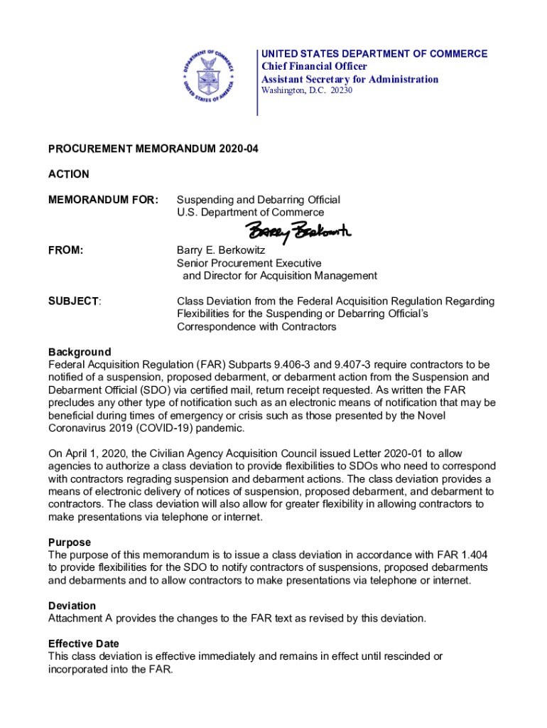 Fillable Online Class Deviation from Federal Acquisition Regulation ...