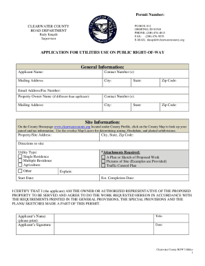 Fillable Online Road & Bridge ROW Permit Application. ... Fax Email ...