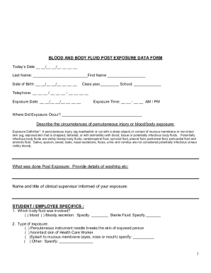 Fillable Online 1 BLOOD AND BODY FLUID POST EXPOSURE DATA ... Fax Email ...