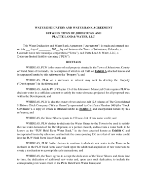 Fillable Online Water Dedication and Water Bank Agreement between town of ... Fax Email Print ...