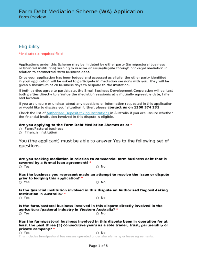 Fillable Online Farm Debt Mediation Service: Step 1. What this program ...