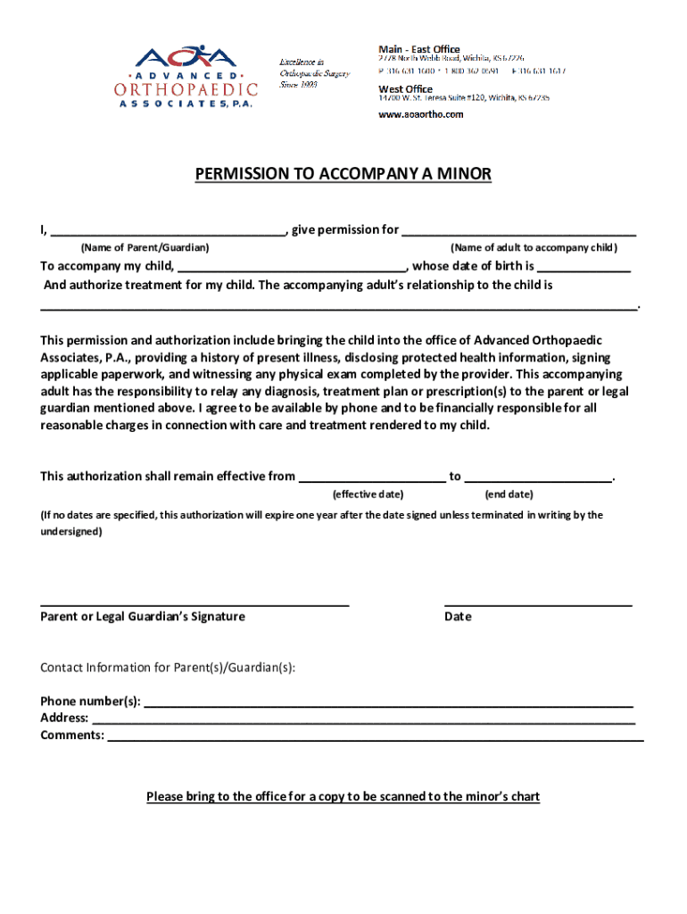 Fillable Online Permission to Treat a Minor without a Parent/Guardian Present Fax Email Print ...