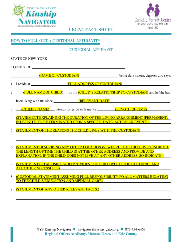 Fillable Online legal fact sheet - custodial affidavit Fax Email Print ...
