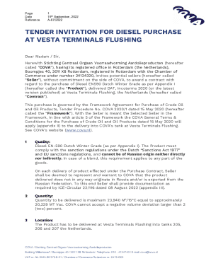 Fillable Online TENDER INVITATION FOR DIESEL PURCHASE AT VESTA ... Fax ...
