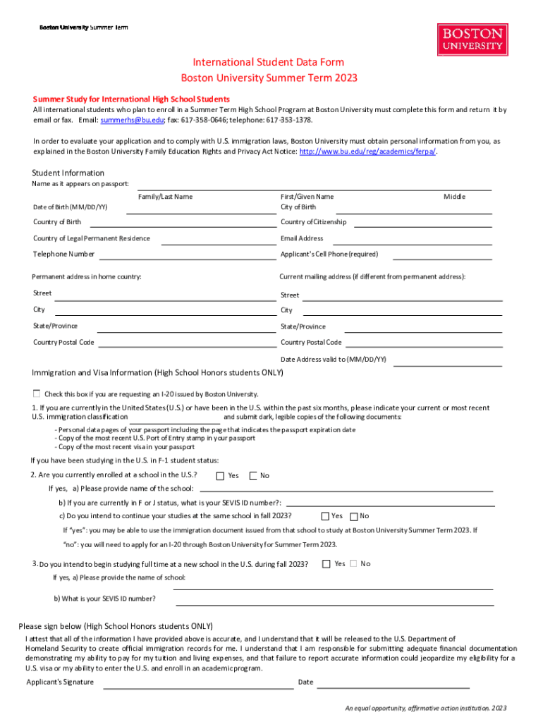 Fillable Online High School Student Application Information Fax Email Print - pdfFiller