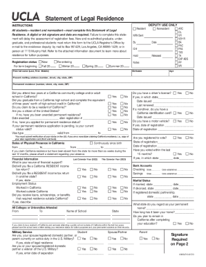 Fillable Online registrar ucla UCLA Statement of Legal Residence Fax ...