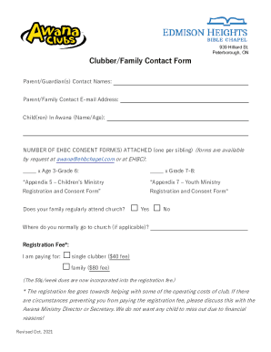 Fillable Online Clubber/Family Contact Form Fax Email Print - pdfFiller