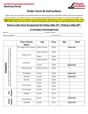 Fillable Online wyoming cce cornell Order Form Templates Fax Email ...