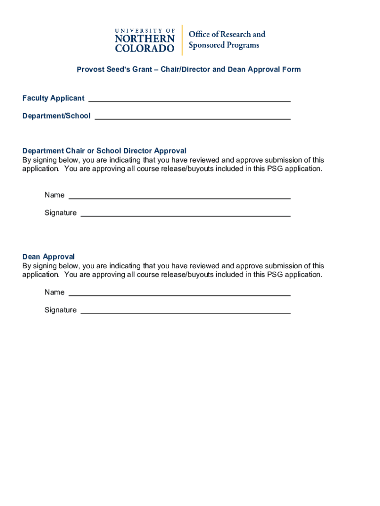 Fillable Online PSG Chair-Director and Dean Approval form Fax Email ...