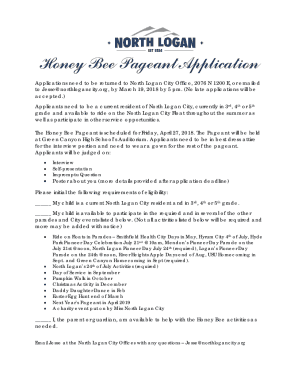 Fillable Online Honey Bee Pageant Application Fax Email Print - pdfFiller
