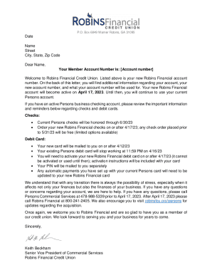 Fillable Online Robins Financial Credit Union - Warner Robins, GA Fax ...