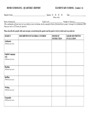 Fillable Online Grades 1-6 Quarterly Report Template Fax Email Print ...