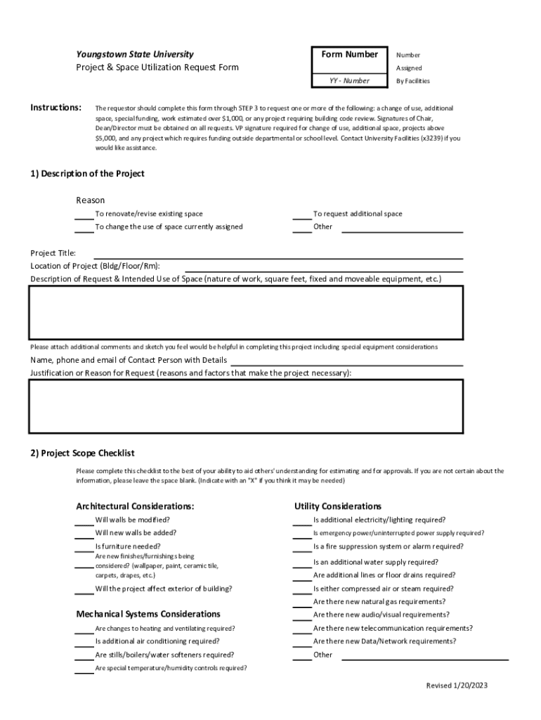 Fillable Online Facilities Project & Space Utilization Form Fax Email Print - pdfFiller