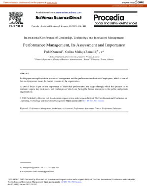 Fillable Online Performance Management, Its Assessment and Importance ...