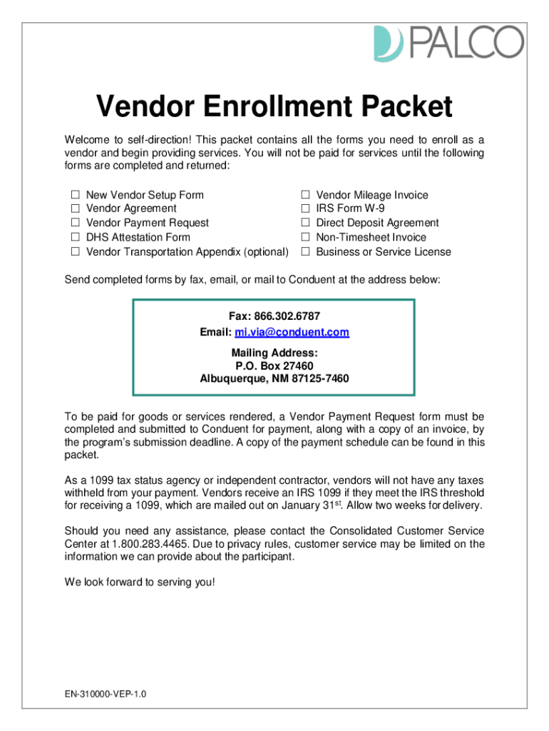 Fillable Online International Vendor Enrollment Packet Fax Email Print ...