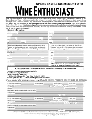 Fillable Online Domestic Wine Submission Form Fax Email Print - pdfFiller