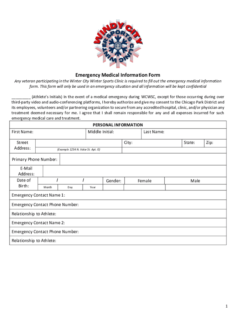 Fillable Online Emergency Medical Information Form Fax Email Print ...